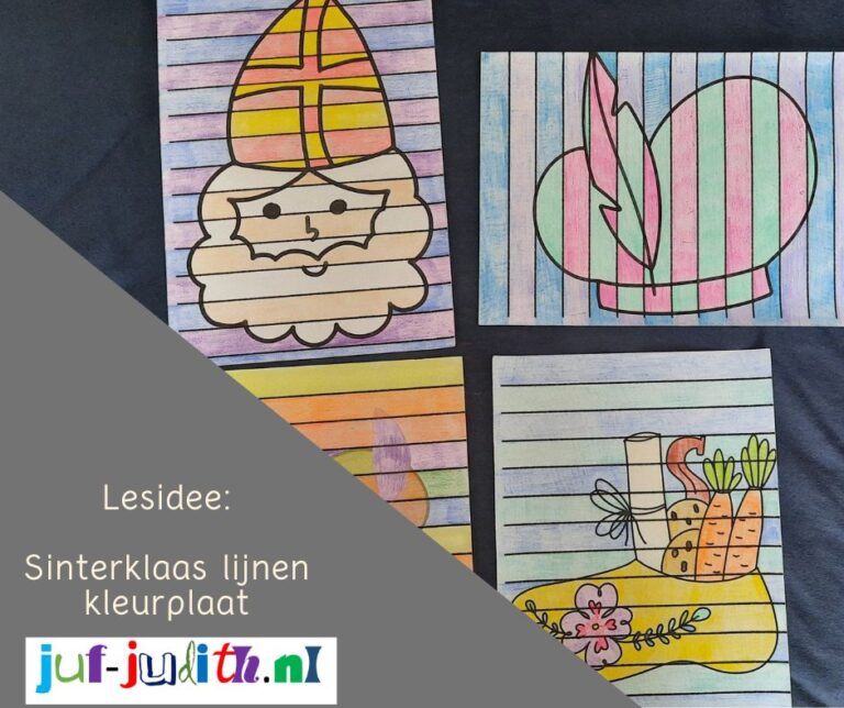 Knutselen: Sinterklaas lijnenkleurplaat - Juf-Judith.nl